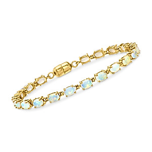 Ross-Simons Ethiopian Opal Tennis Bracelet in 18kt Gold Over Sterling. 7 inches