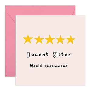 CENTRAL 23 Sweet Greeting Card for Her - 'Decent Sister' - Birthday Cards for Sister - Thoughtful Gift for Daughter - Best Friend Bday Card - Comes With Fun Stickers