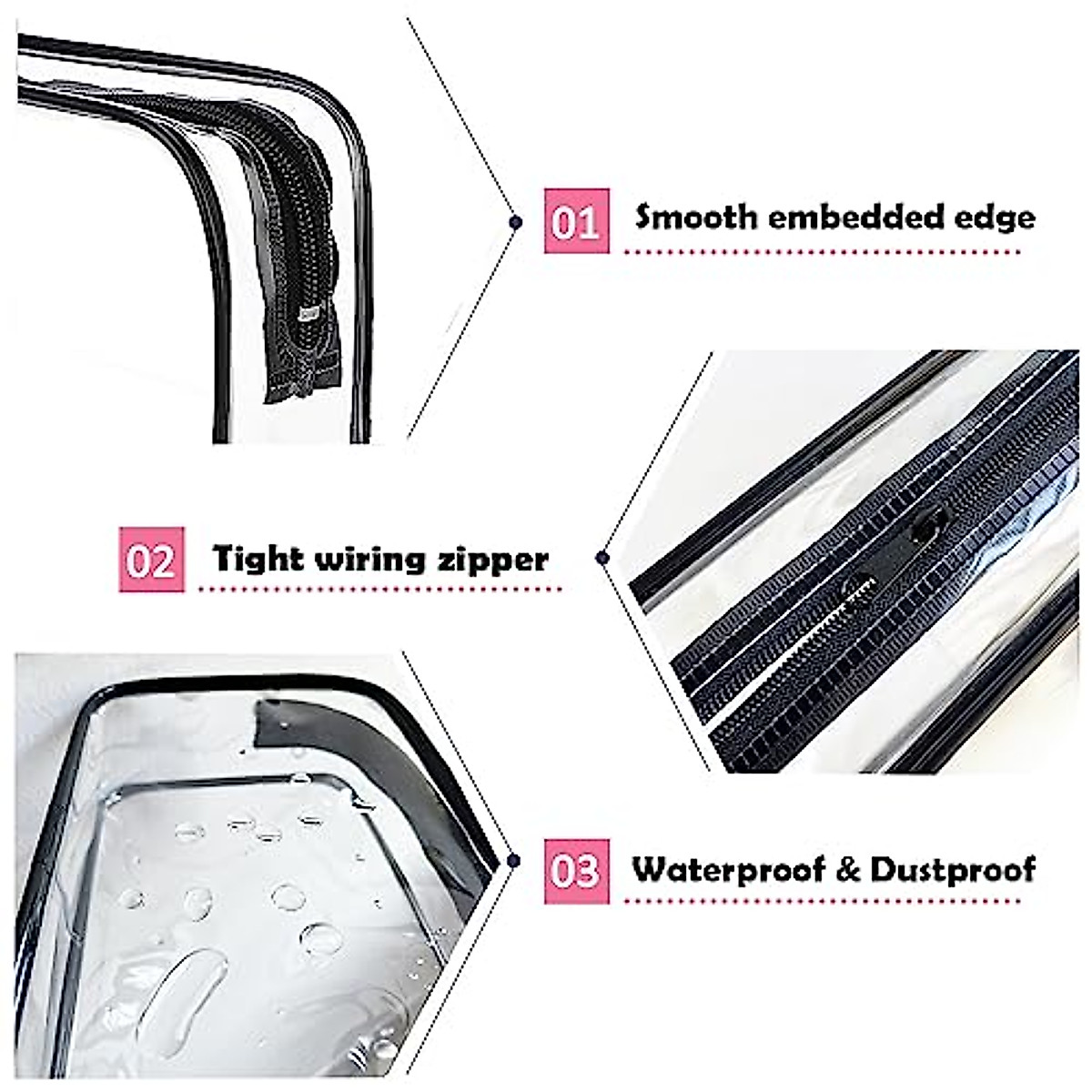 CADAVO TSA Approved Toiletry Bag, 3 Pack Clear Travel Bags for Toiletries, Quart Size Makeup Cosmetic Bag Organizer for Women Men Travel Accessories(Black)