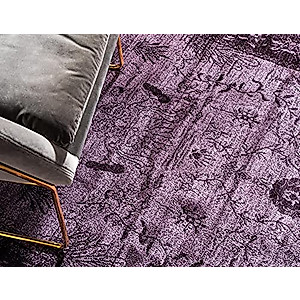 Unique Loom La Jolla Collection Farmhouse, Contemporary, Botanical, Traditional, Vintage Area Rug, 10 x 13 ft, Violet/Dark Purple