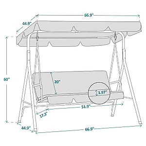 MCombo 3-Person Outdoor Patio Swing Chair, Convertible Canopy Hanging Swing Glider Lounge Chair, Removable Cushions, 4003 (Red)
