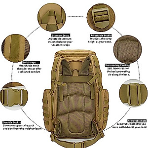 Extra Large Hiking Daypack, [2023 Upgraded]Waterproof Camping Backpack For Men, 60l70l85l Military Molle Rucksack Backpack