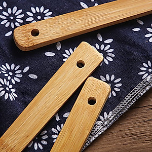 6PCS Kitchen Wooden Bamboo Utensils Spatula Spoon Shovel Cooking Healthy Tools 12inch