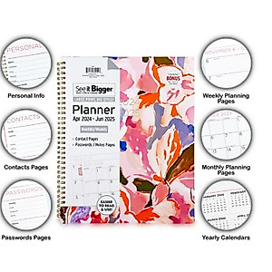 PlanAhead See IT Bigger Specialized Large Print, April 2024 June 2025 Weekly Monthly Large Planner, Size 8.5" x 11" and 6 in 1 Multicolor Ballpoint Colorful Ink Penfrom TheBeliver LLC.