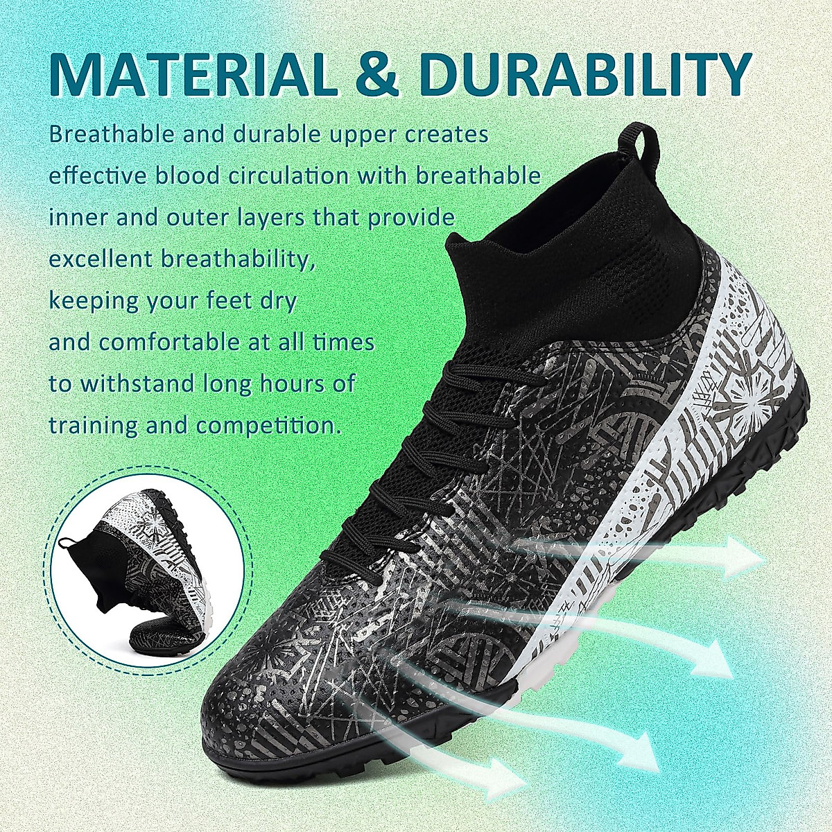 Soccer Cleats Mens Women Football Cleats for Big Boy Indoor Soccer Shoes Tacos de Futbol para Hombre Zapatos de Futbol para Hombre High Top Football Shoes Youth Futsal Shoes Football Boots TF