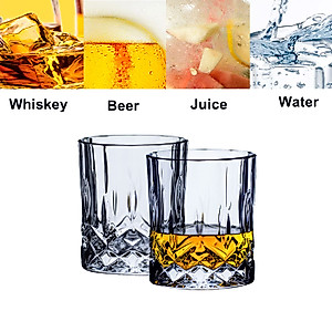 Lancuthek Old Fashioned Whiskey Glasses - 10 Oz Barware for Scotch, Bourbon, Liquor and Cocktail Drinks - Set of 4