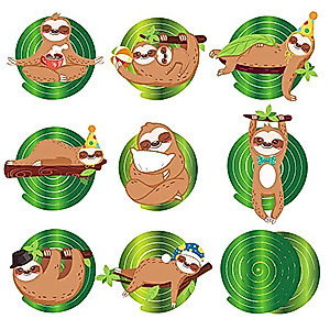 15pcs Sloth Party Hanging Swirls Decorations Sloth Theme Ceiling Streamer for Birthday Party Supplies Baby Shower Favor Spiral Ornaments