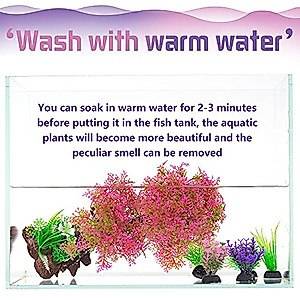 Ameliade Aquarium Artificial Plastic Plants Decoration, Pink Cherry Blossom Tree & Grass Aquarium Decor Set, Goldfish Betta Fish Tank Decorations Hides Accessories （Pink