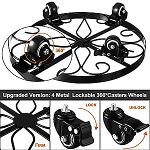 3 Pack Plant Caddy with Wheels Heavy Duty 11.8 Inch Metal Plant Stand with Wheels Plant Dolly Rolling Plant Stand Plant Roller with Casters for Indoor and Outdoor with 3 Pack Plant Saucers, Black