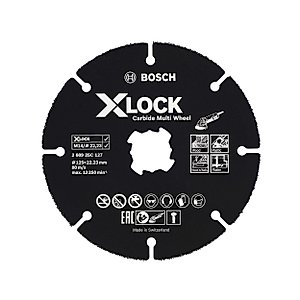 Bosch Professional 260925C127 Tungsten Carbide Multi Wheel Cutting Disc (for Wood, Plastic, plasterboard, Copper Pipe, X-Lock, Ø 125 mm, bore Ø 22.23 mm, Angle Grinder Accessories)