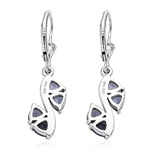 Shop LC Tanzanite Dangle December Birthstone Earrings For Women 925 Sterling Silver Platinum Plated Lever Back Trillion Blue Birthday Gifts for Women Ct 1.6