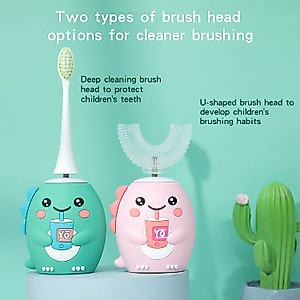 Yodabai Kids Electric Toothbrushes, U Shaped Ultrasonic Toothbrush ,Rechargeable Kids Toothbrush w/ Smart Timer, Sonic Toothbrush Kids with 6 Modes, IPX7 Waterproof Design (8-15 Year Old, Pink), K10