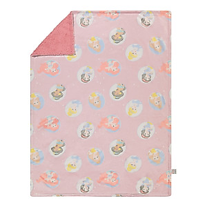 Disney Character Fuzzy Double Sided Mink and Sherpa Baby Blanket, Ultra-Soft and Plush Mink Sherpa Newborn Throw for Infants, Measures 30x35