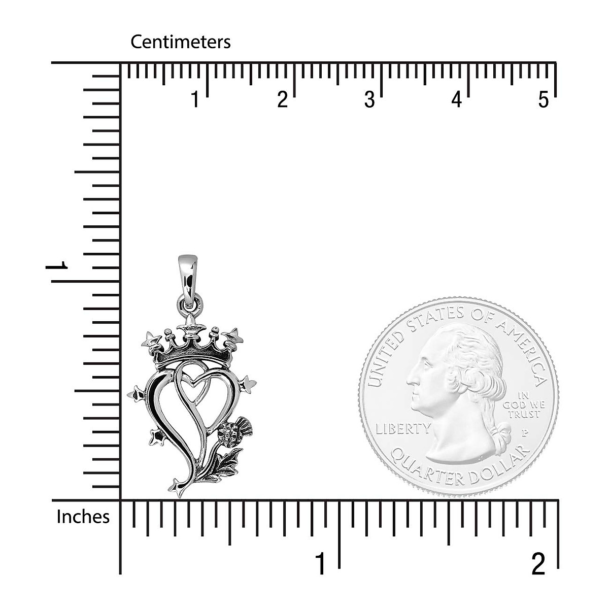 WithLoveSilver 925 Sterling Silver Classic Scottish Style Heart Crown Luckenbooth and Thistle Pendant