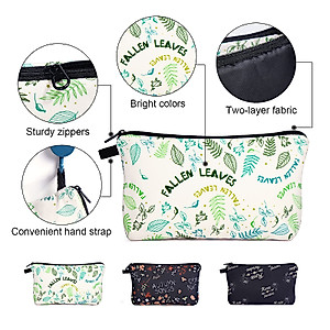 MAGEFY Small Makeup Bag, Cosmetic Bag for Women Cute Makeup Pouch for Purse Small Make Up Bag Travel Accessories for Teen Girls Pencil Pouch (Rose & leaves, 3 packs)