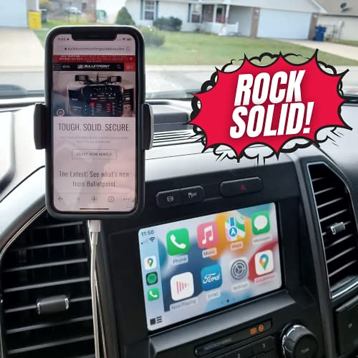 Bulletpoint Metal Dash Mount Phone Holder Compatible with 2015-2020 Ford F150 & 2017+ F250/F350 Super Duty - Dual 20mm Ball Dash F150 Phone Mount (13th Generation)