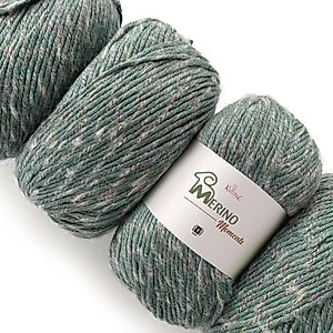 Merino-Moments Extra Soft Knitting and Crochet Merino Woolen Multi-Colored Baby Yarn, Thick Bulky Weight #5, Pack of 4, 456yds/400g (Mint Green)