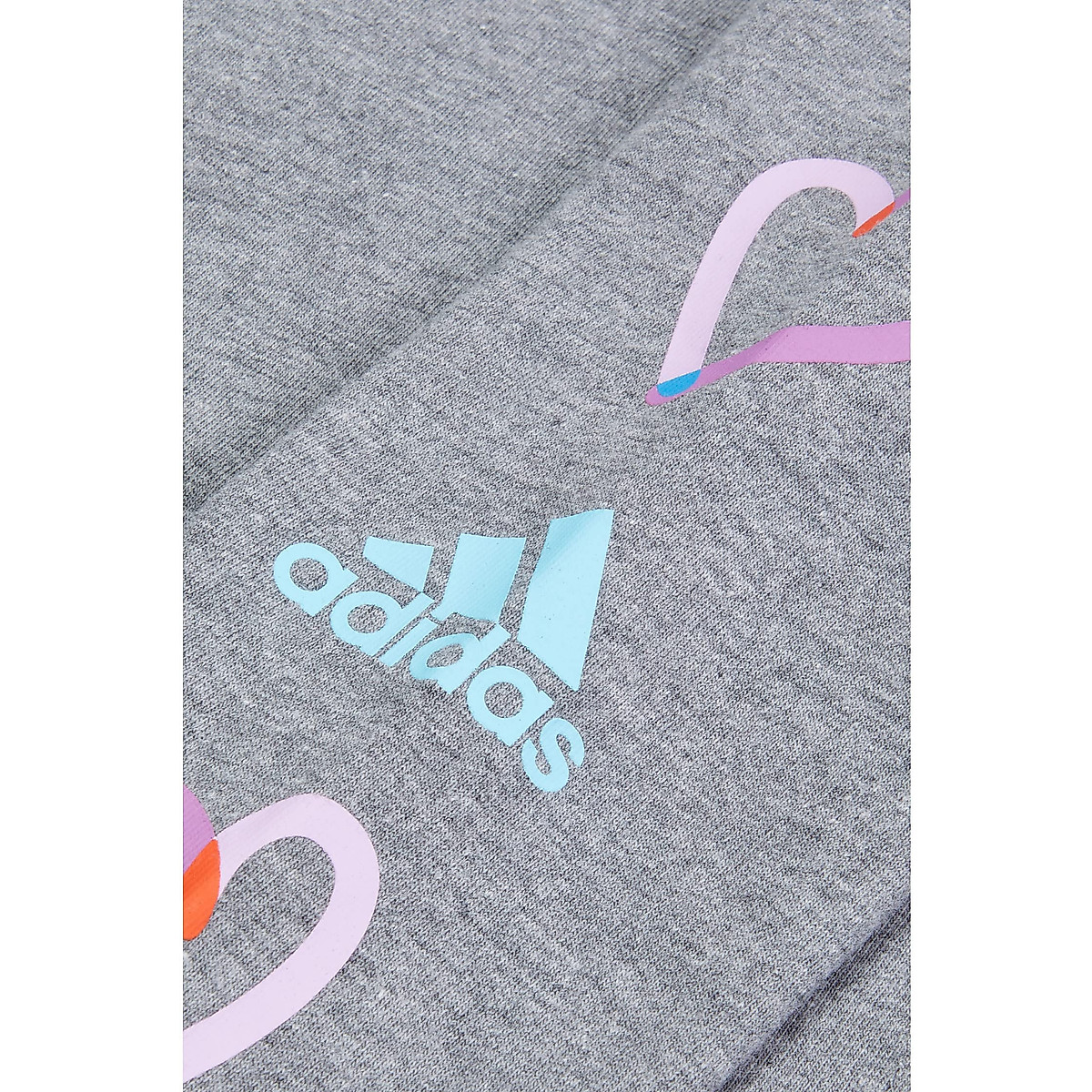 adidas Girls' Long Sleeve Hooded Graphic Tee, Charcoal Grey Heather, Medium (10/12)