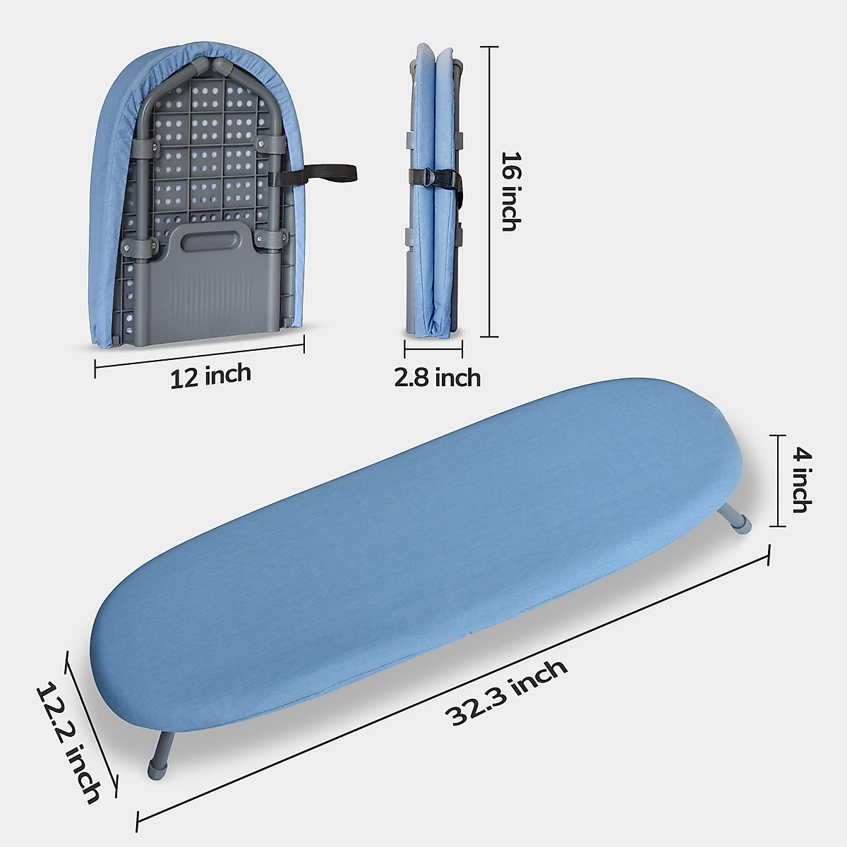 VividPaw Small Ironing Board Tabletop 12" x 32", Lightweight Portable Travel Iron Board, Foldable Mini Ironing Board for Countertop, Small Spaces, Laundry Rooms and Dorms