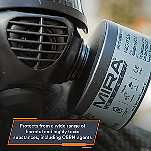 MIRA SAFETY M Gas Mask Filter - Certified CBRN Filter for Full Face Respirator Mask, 40 mm NATO Gas Mask Filter, Longest 20 Year Shelf Life, Vacuum Sealed NBC Filters, Compatible with Mira Gas Mask
