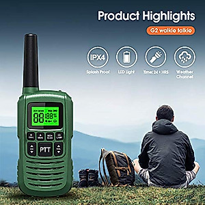GOCOM G2 FRS Walkie Talkies for Kids & Adults IPX4 Waterproof Long Range Two Way Radios 22 Channel LED Flashlight Two Way Walkie Talkie (G2 3pack)