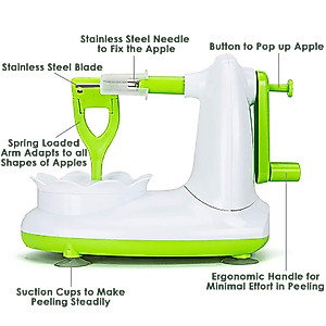 Apple Peeler, Pear Peeler with 8 Wedges Apple Slicer and Corer, Stainless Steel Blades Apple Cutter