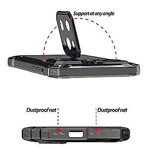 for iPhone 14 Pro Case Metal,with MagSafe [10FT Military-Grade Protection][Built-in Camera Ring Stand] [Built-in 9H Glass Camera Lens & Screen Protection] Protective Rugged Heavy Duty Case (Black)