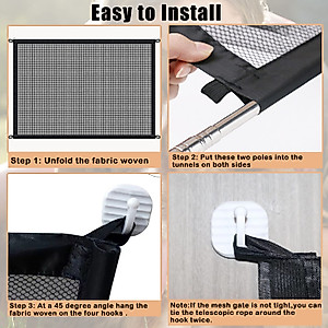 Mesh Gates for Kids or Pets, Magic Pet Gate for The House, Portable Baby Puppy Safety Fence Guard for Stairs and Doorways, Easy Install Anywhere, 43" W x 30" H, 8 Hooks