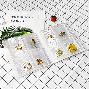 RIIEYOCA Transparent Jewelry Storage Book, Jewelry Storage Bag Thicken Transparent PVC Plastic Bag，DIY Handmade Colorful Paste Cover, Storage of Small Jewelry, Capable to Hold 160 Pairs