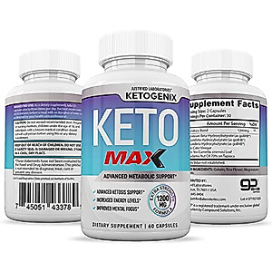 Ketogenix Max 1200mg Keto Pills Ketogenic Supplement Includes goBHB Exogenous Ketones Apple Cider Vinegar Macadamia Nut Oil and Green Tea Advanced Ketosis Support for Men Women 180 Capsules 3 Bottles