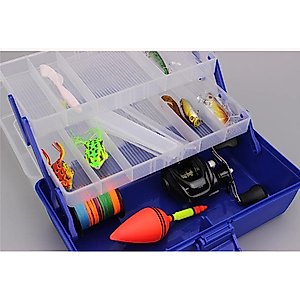 3-Tier Portable Fishing Box Hardware Toolbox Tool Organizer Box Parts Storage Boxes with Removable Plastic Divider for Various Sizes of Bait Hook Fish Float Outdoor Fishing Supplies