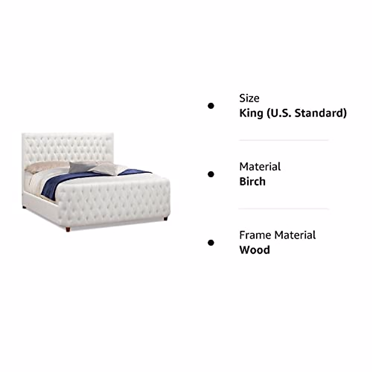 Jennifer Taylor Home Brooklyn King Tufted Panel Bed Headboard and Footboard Set, Antique White Polyester