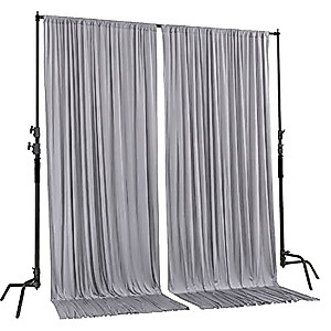 AK TRADING CO. 10 feet x 10 feet Polyester Backdrop Drapes Curtains Panels with Rod Pockets - Wedding Ceremony Party Home Window Decorations - Silver