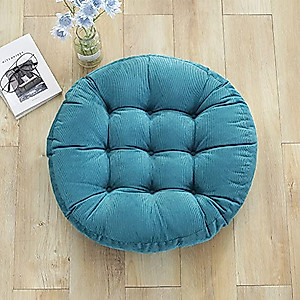 Tiita Floor Cushions Blue Seat Cushion Pillows 22"x22" Round Outdoor/Indoor Windows Pad for Patio Garden Hanging Chairs Set of 2