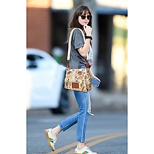 Malirona Canvas Shoulder Bag Travel Handbag Women Top Handle Satchel Crossbody Purse Floral Design (Yellow Flower)