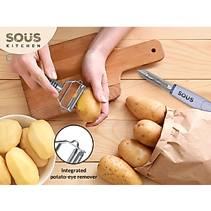 Sous Kitchen Fruit Peeler & Vegetables Peeler for Kitchen - Julienne Peeler & Veggie Peeler with Stainless Steel Blade - Carrot Peeler & Potatoes Peeler with Apple Sharple Peelers (2 Pcs)