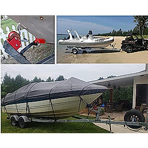 Hand Winch Heavy Duty 3500lbs with Nylon Strap and Ratchet Handle Hook 2 Gear Manual Crank Towing Winch for ATV Boat Trailer Truck Auto (3500 Red)