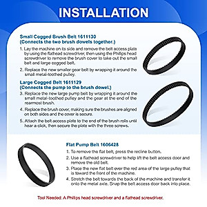 LANMU Replacement Belt Set Compatible with Bissell ProHeat 2X Revolution Pet Pro Carpet Cleaner Models 1986,1964,2007,2007P Replace Parts 1611129, 1611130, 1606428