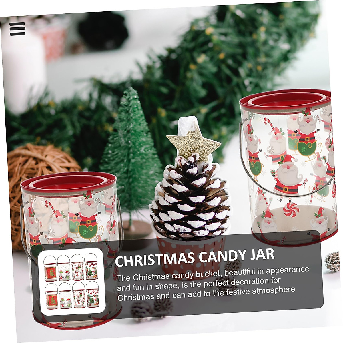 NOLITOY 8pcs Portable Cylinder Cookie Boxes Plastic Cookie Jar Sealed Containers for Food Pantry Sugar Jars Christmas Biscuit Tins Tinplate Lid Canister for Candy Mini Pvc