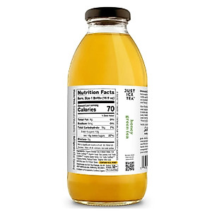 Just Ice Tea Organic Iced Tea, 16 Fl Oz Glass Bottles (Honey Green Tea, Pack of 12)