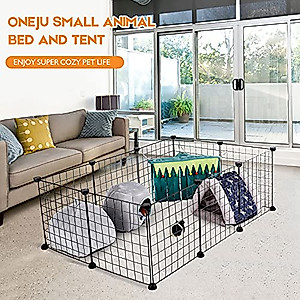 ONEJU Guinea Pig Bed, Guinea Pig Hideout, Rabbit Bed, Bunny Hideout, Guinea Pig Cage Accessories for Guinea Pig, Bunny, Hamster, Chinchilla, Ferry, Rabbit and Other Small Animals - Gray
