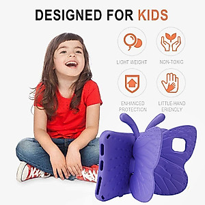 Simicoo Fire HD 10 Kids Tablet 11th Gen 2021 2023 Case 10.1 Cute Butterfly Kids Pro Case with Stand Light Weight EVA Rugged Shockproof Heavy Duty Kids Friendly Full Cover for Kids Girls (Purple)