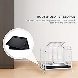Crate Pans Pet Training Trays 2Pcs Pet Proof Plastic Pan, Pet Cage Accessories Replacement Trays for Cat Cages Easy- to- Clean Plastic Trays for Cat Cages- Black Replacement Pan Pet Pet Tray