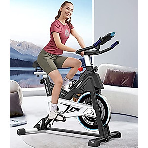Pooboo Magnetic Exercise Bike Stationary, Indoor Cycling Bike with Built-In Bluetooth Sensor Compatible with Exercise bike apps& Ipad Mount, Comfortable seat and Slant Board, Silent Belt Drive, 350LBS