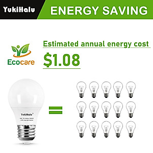 YukiHalu A15 LED Light Bulbs, 60W Equivalent, E26 Base, 2700K/3000K/5000K White, 7W 600 Lumens 120V, UL Listed, Ceiling Fan Light Bulbs, Appliance Bulb, Not Dimmable, Pack of 6 (5000K Daylight White)