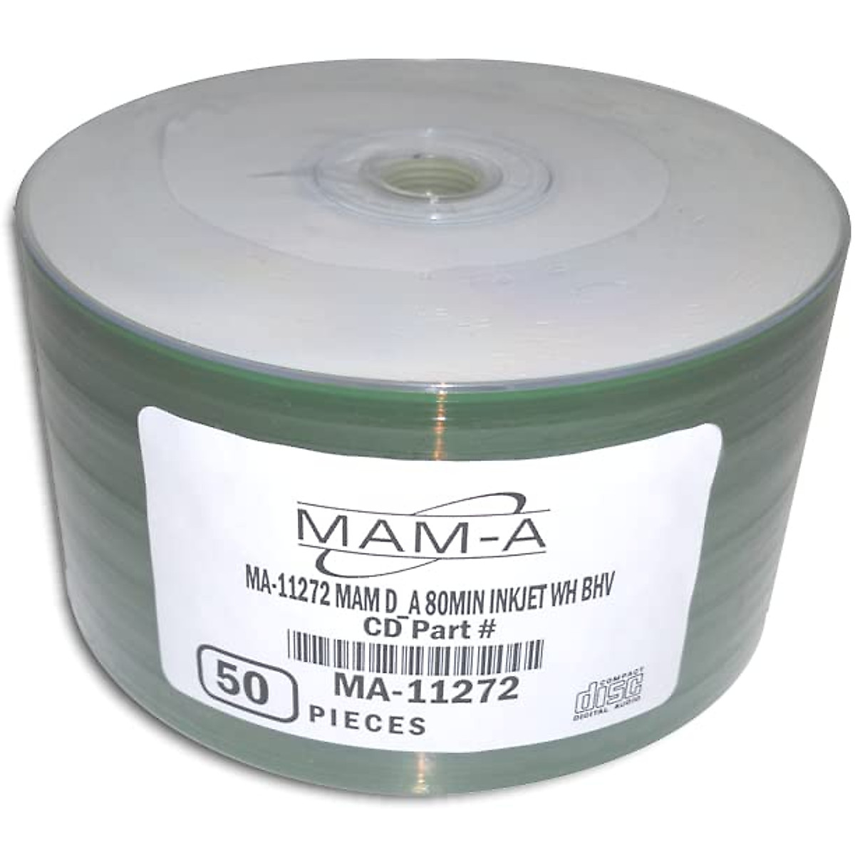 MAM-A (Mitsui) Digital-Audio White Inkjet HUB Printable 80-Minute CD-R's 50-Pak in Shrinkwrap 11272 0