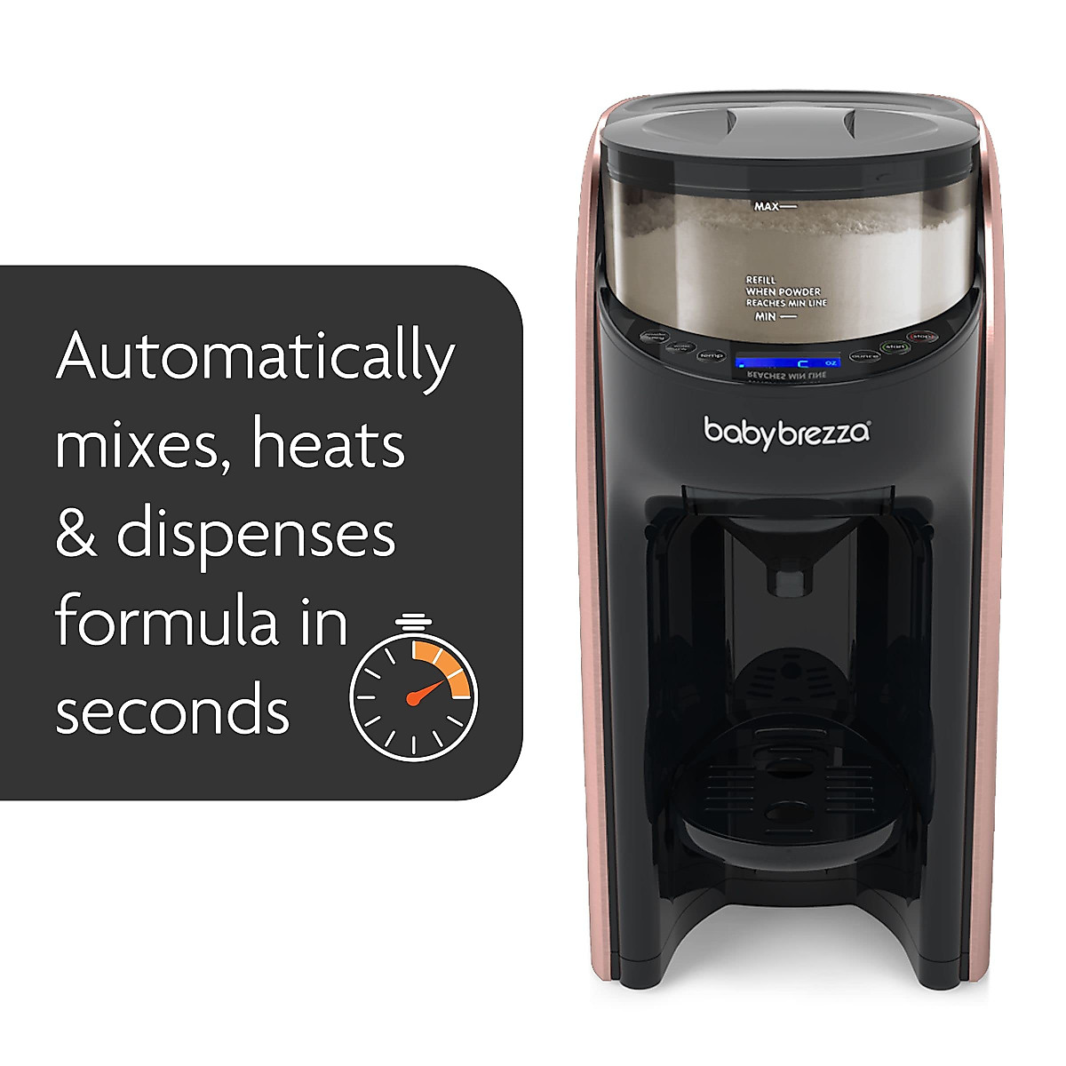 Baby Brezza Formula Pro Advanced Formula Dispenser Machine - Automatically Mix a Warm Formula Bottle Instantly - Easily Make Bottle with Automatic Powder Blending, Rose Gold