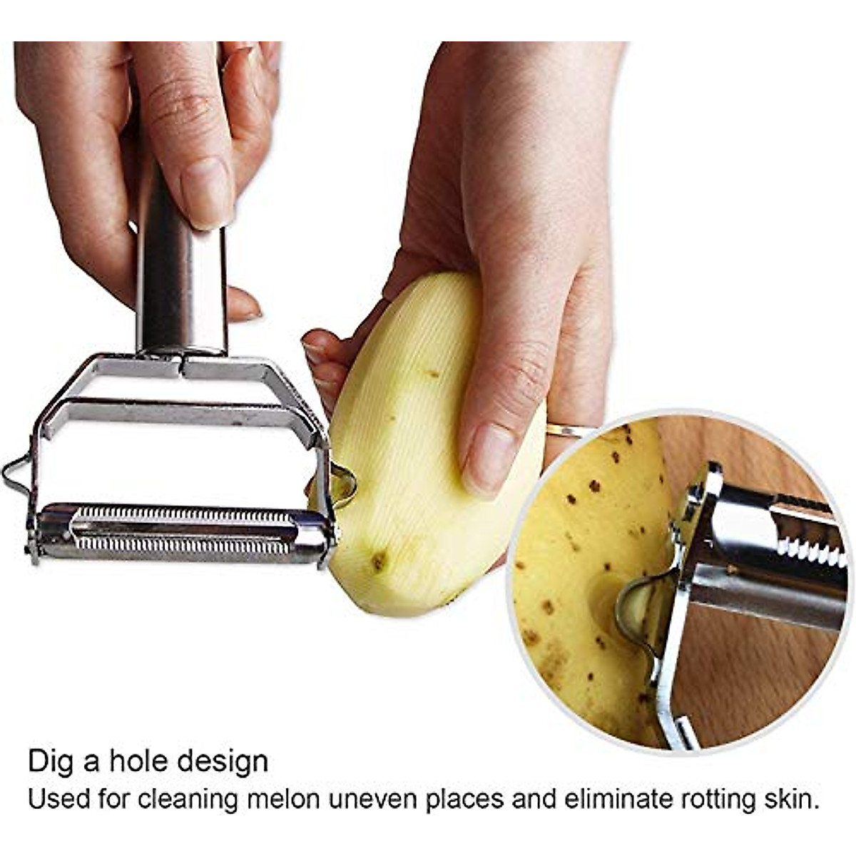 AnGeer Julienne Peeler, Stainless Steel Vegetable Peeler, Double-Sided Blade Vegetable Julienne Cutter and Fruit Slicer, Dual Blade Multifunction Potato Peeler