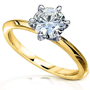 Kobelli Classic Solitaire Round Brilliant Moissanite Engagement Ring 1 Carat 14k Yellow Gold (GH, VS), 7