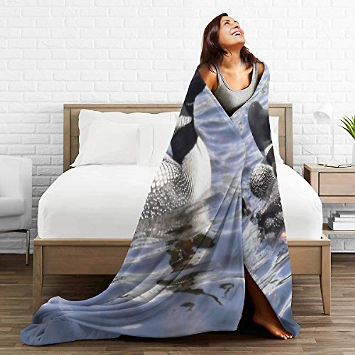 YUNIKER Blanket Loon Lake Duck Warm Super Soft Home Blanket Lightweight Plush Throw Blanket Microfiber Premium Sherpa Blanket for Couch Sofa Bed 80"" x60